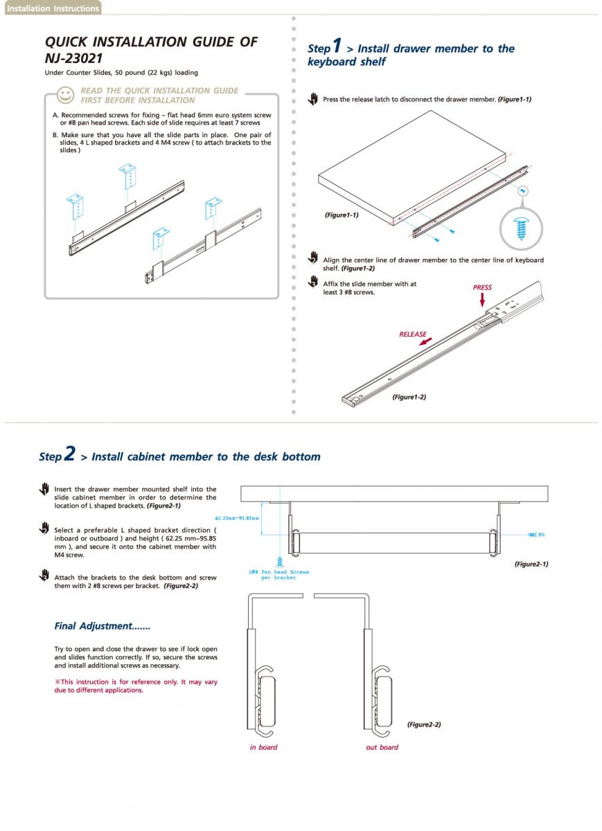 NJ-23021 Under Counter Slides - 南俊國際股份有限公司 。 REPON SLIDES