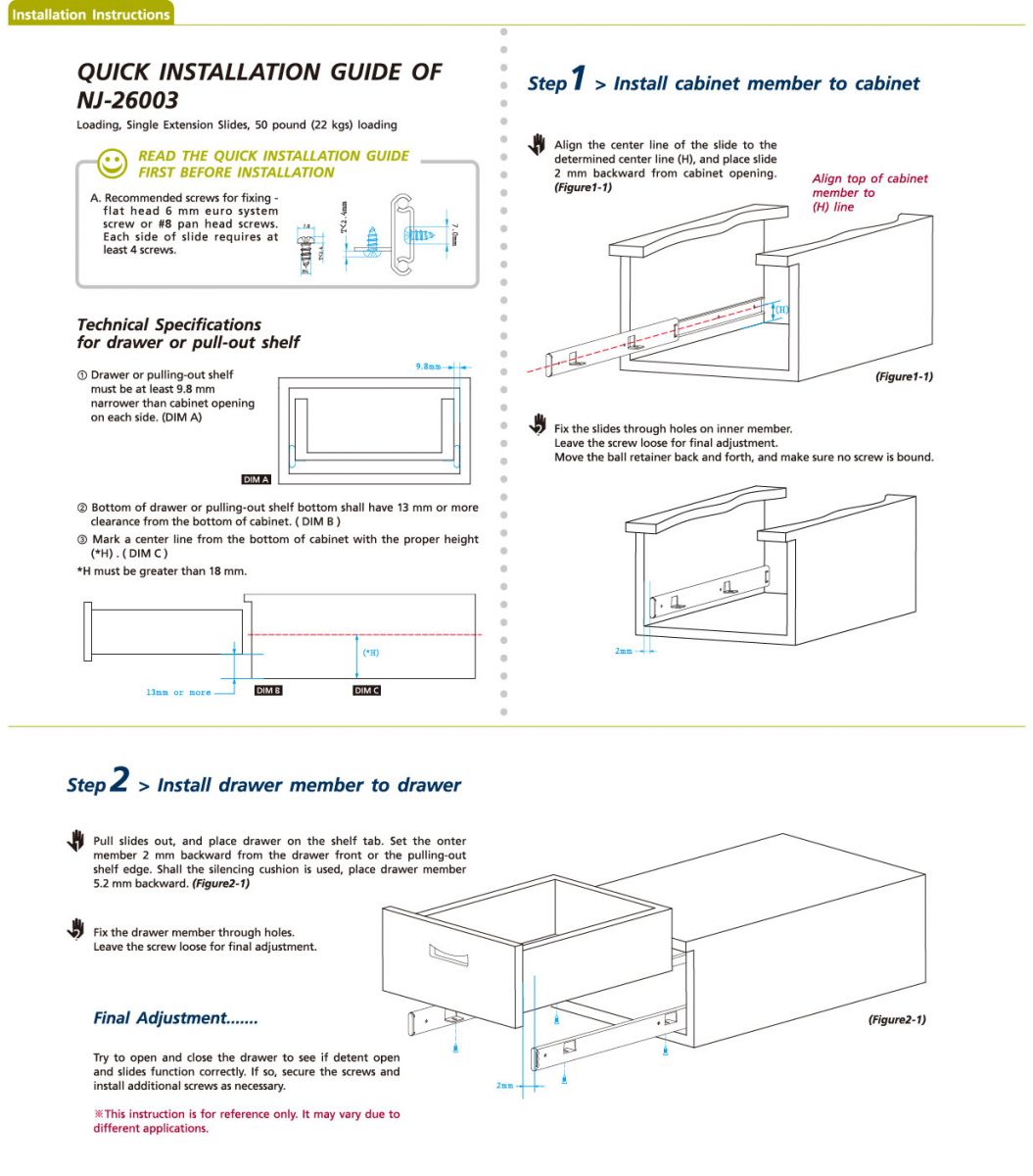 NJ-26016 Under Counter Slides - 南俊國際股份有限公司 。 REPON SLIDES